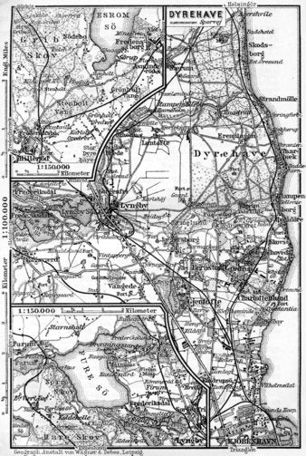 Dyrehave and environs Map (Jægersborg Dyrehave in Copenhagen), 1910 by ...