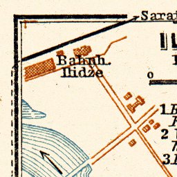 Ilidža (Ilidže) town plan, 1913 Map by Waldin | Avenza Maps