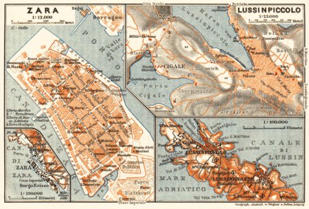 Zadar (Zara) environs Map, 1911 by Waldin | Avenza Maps