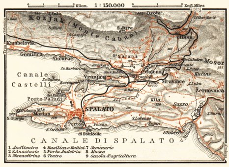 Map of the environs of Spalato, 1911 by Waldin | Avenza Maps