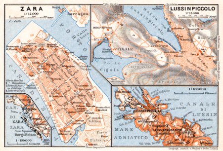 Zadar (Zara) town plan, 1913 Map by Waldin | Avenza Maps