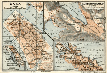 Zadar (Zara) town plan, 1929 Map by Waldin | Avenza Maps