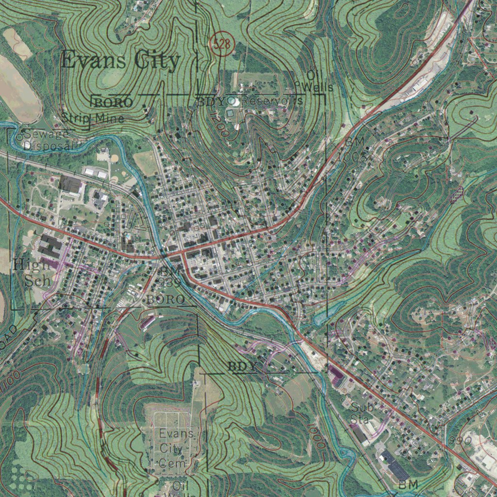 PA-EVANS CITY: GeoChange 1952-2013 Map by Western Michigan University ...
