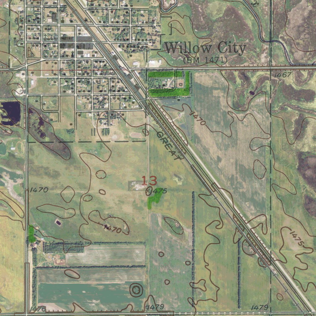 ND-WILLOW CITY: GeoChange 1951-2012 Map by Western Michigan University ...