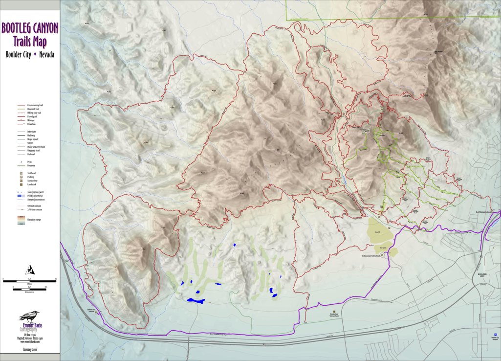 Bootleg Canyon Trails Map by Emmitt Barks Cartography | Avenza Maps