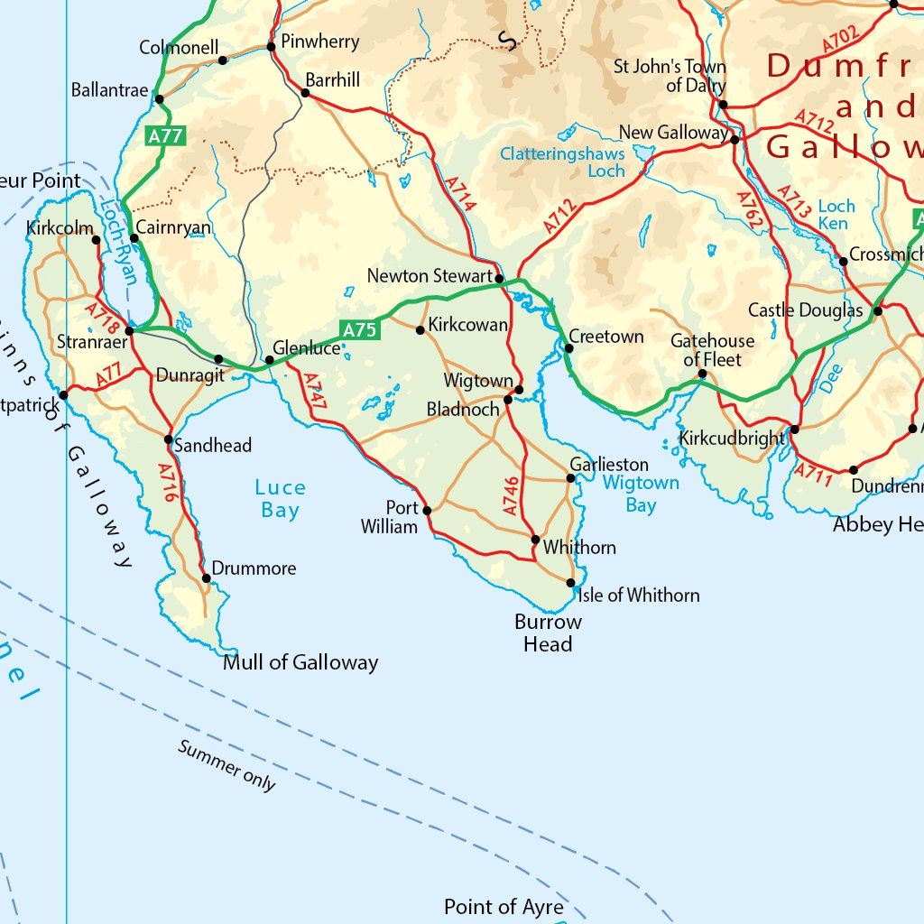 XYZ British Isles Physical Road iMap Map by XYZ Maps | Avenza Maps