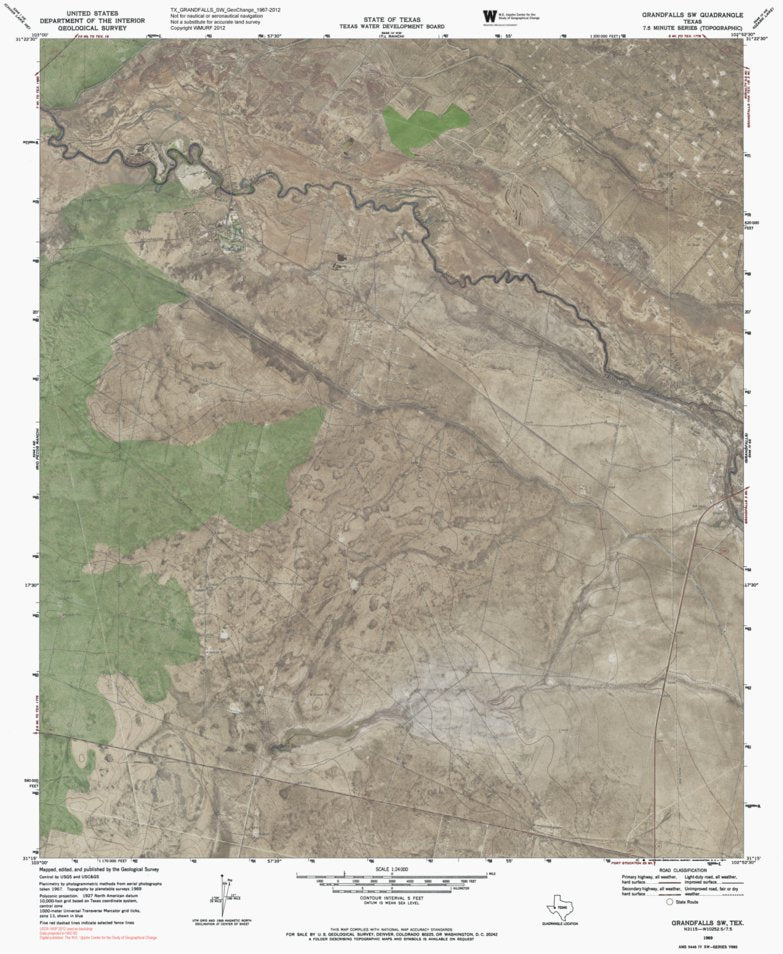TX-GRANDFALLS SW: GeoChange 1967-2012 Map by Western Michigan ...