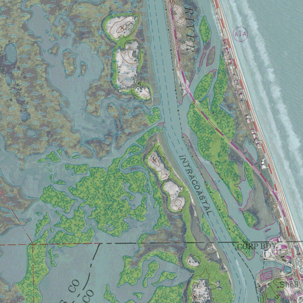 FL-MATANZAS INLET: GeoChange 1952-2010 Map by Western Michigan ...