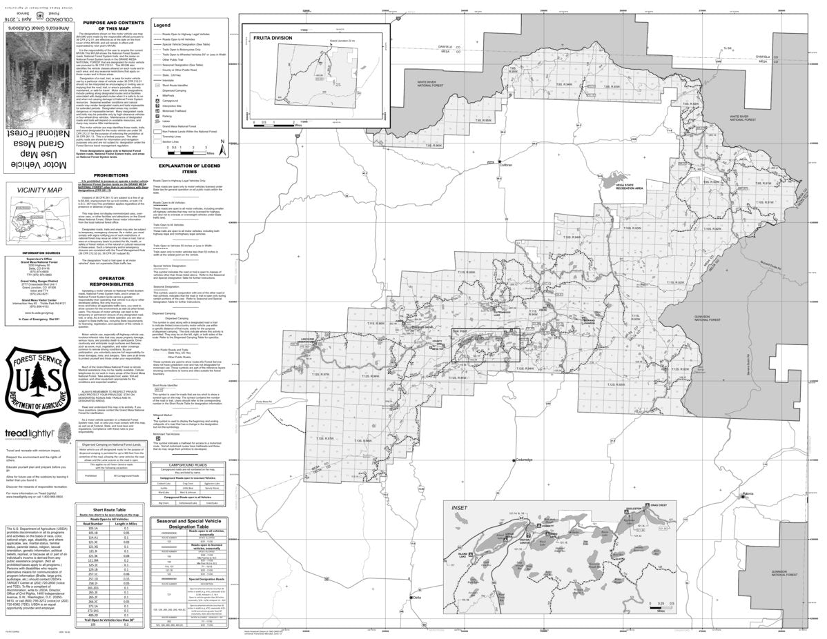 Grand Mesa NF - MVUM Map by US Forest Service R2 Rocky Mountain Region ...