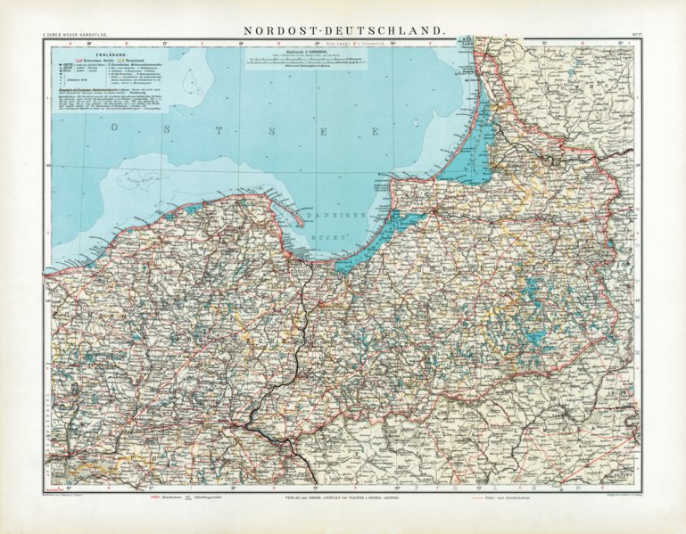 Northeastern Germany Map, 1905 by Waldin | Avenza Maps