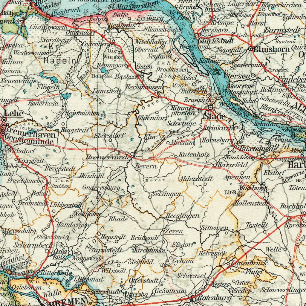 Northwestern Germany Map, 1905 by Waldin | Avenza Maps