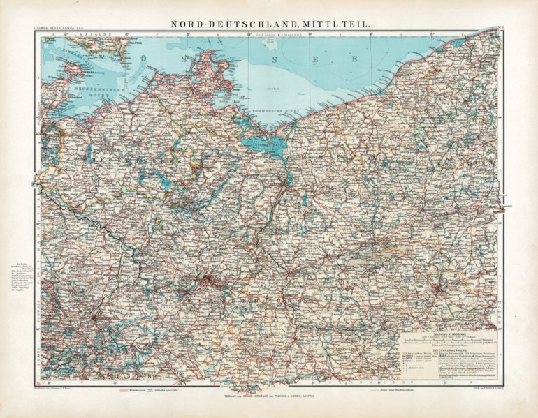 Northern Germany Map (Central Part), 1905 by Waldin | Avenza Maps