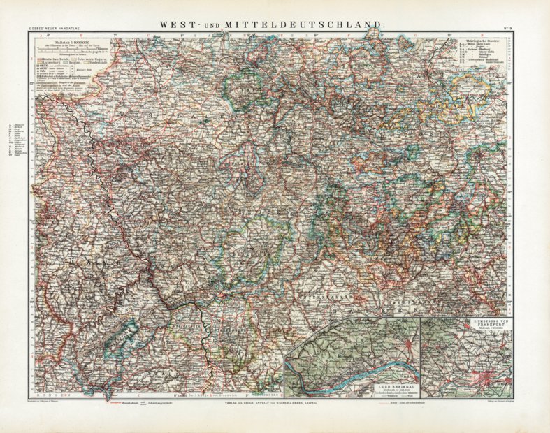 Western and Central Germany Map, 1905 by Waldin | Avenza Maps