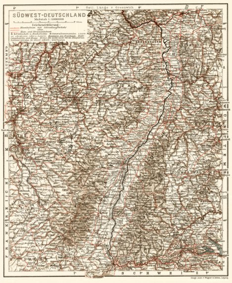 Germany, southwestern provinces. General Map, 1906 by Waldin | Avenza Maps