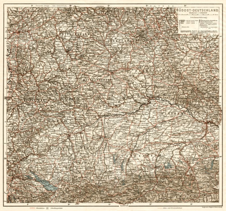 Germany, southeastern regions. General Map, 1906 by Waldin | Avenza Maps