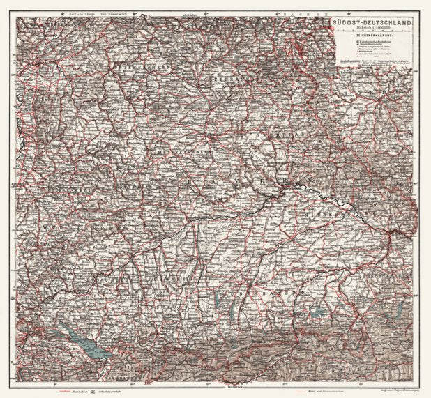 Germany, southeastern regions. General Map, 1913 by Waldin | Avenza Maps
