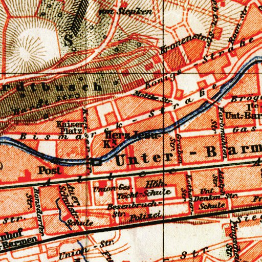 Barmen and Elberfeld (now Wuppertal) city Map, 1908 by Waldin | Avenza Maps