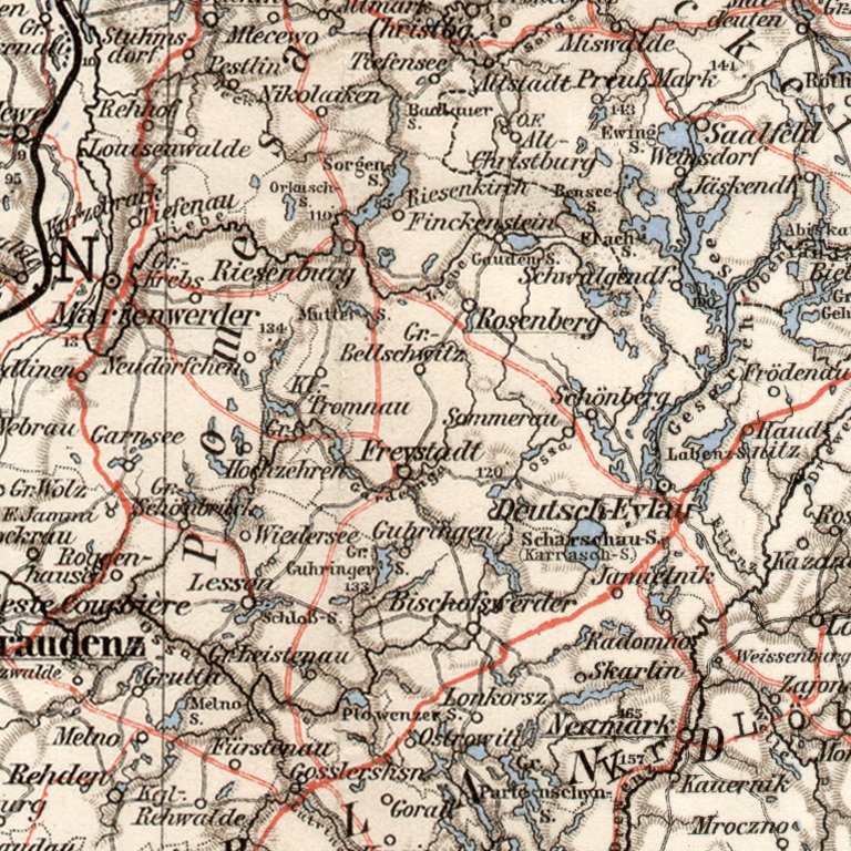 Germany, eastern provinces of the northeastern part, 1911 Map by Waldin ...