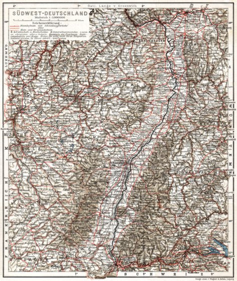 Germany, southwestern provinces. General Map, 1905 by Waldin | Avenza Maps