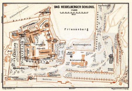 Plan of the Castle of Heidelberg, 1905 Map by Waldin | Avenza Maps