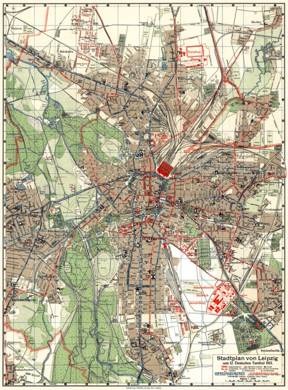 Leipzig city Map, 1913 by Waldin | Avenza Maps