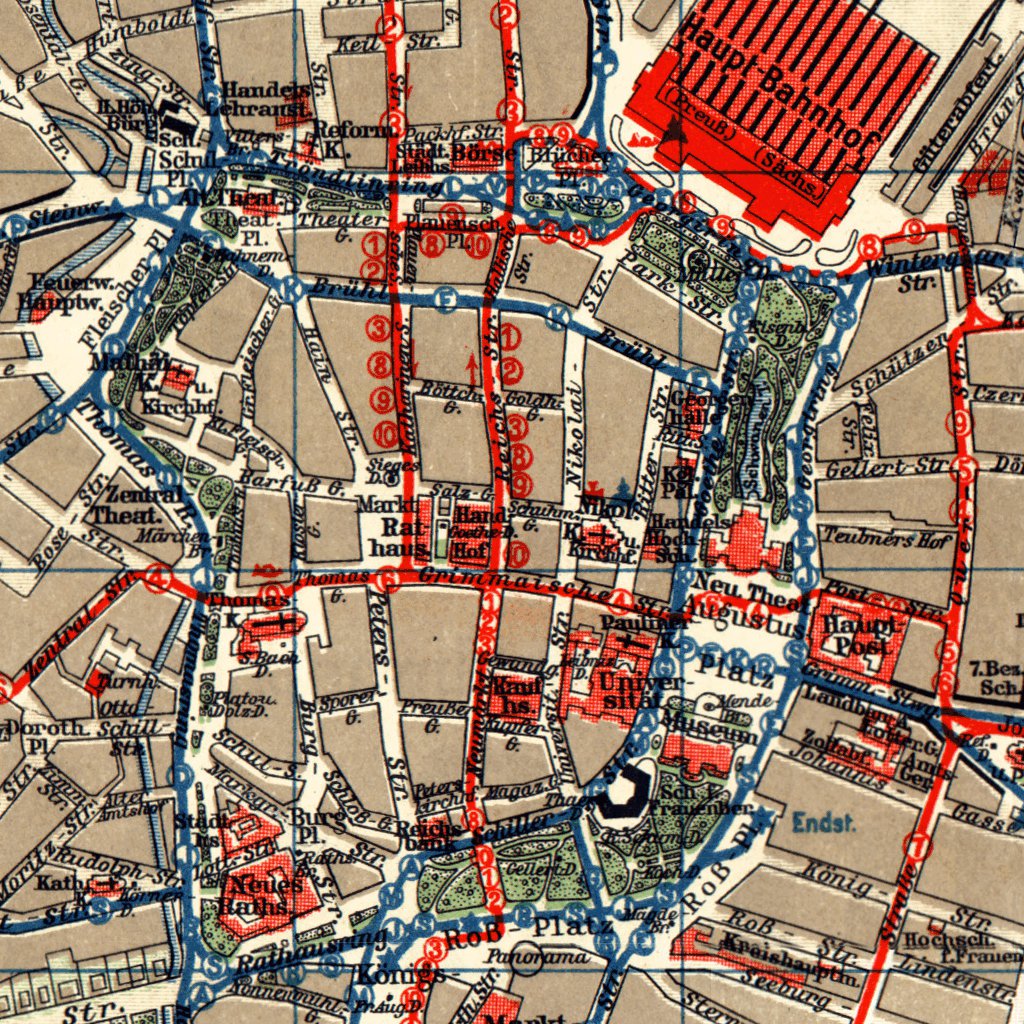 Leipzig city Map, 1913 by Waldin | Avenza Maps