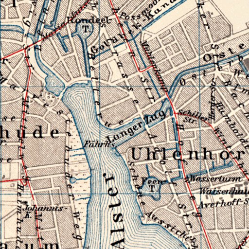 Hamburg and Altona city Map (with tramway), 1911 by Waldin | Avenza Maps