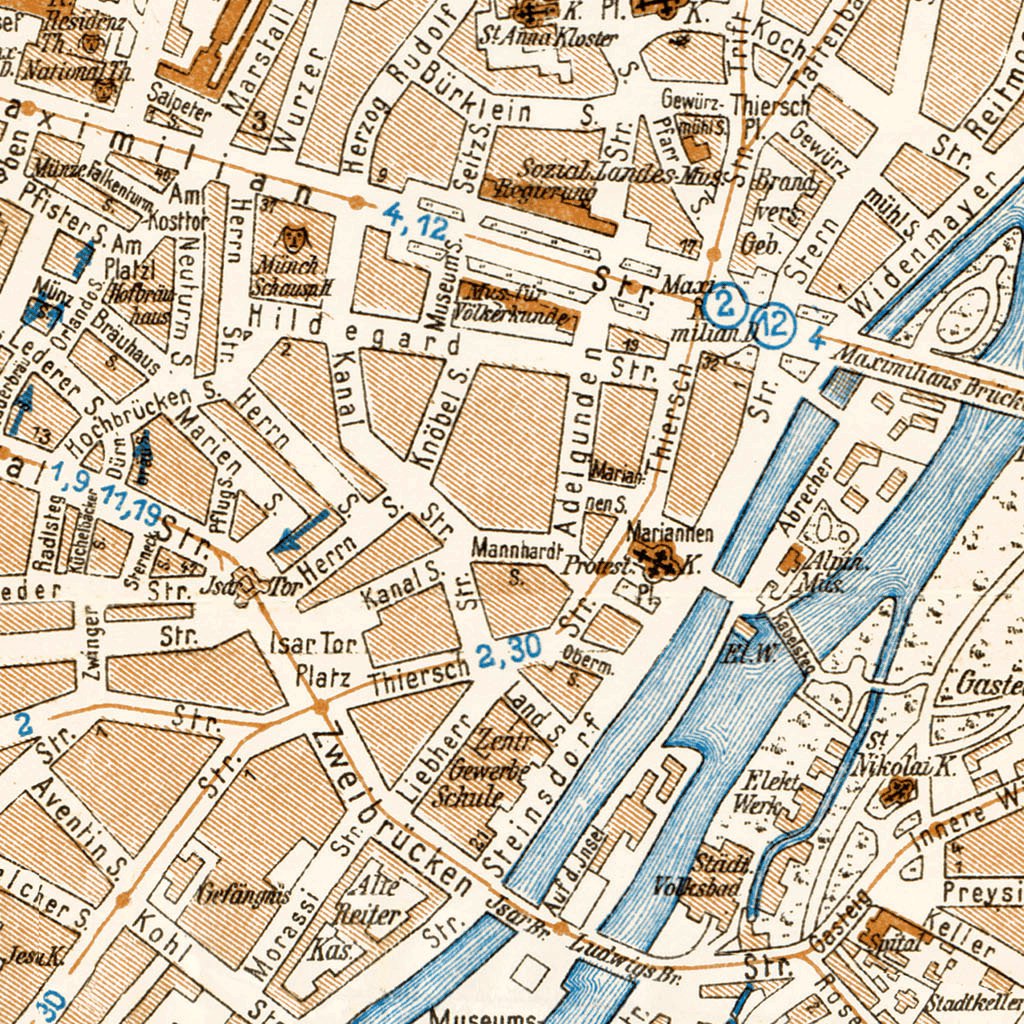 München (Munich) city Map, 1928 by Waldin | Avenza Maps