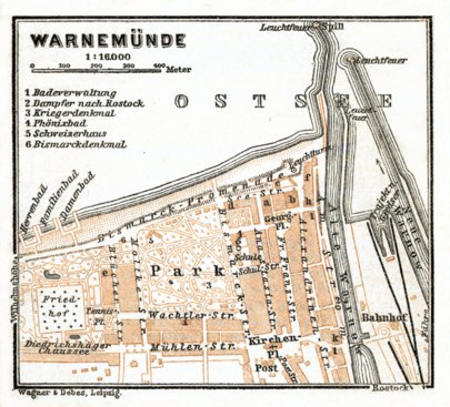 Warnemünde town plan, 1911 Map by Waldin | Avenza Maps