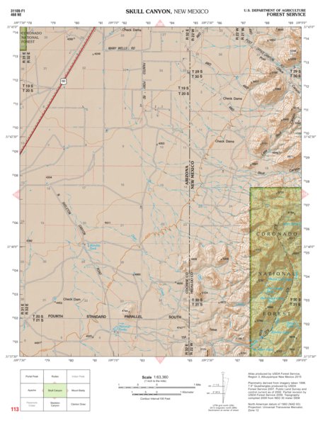 Coronado National Forest Quadrangle: SKULL CANYON Map by US Forest ...