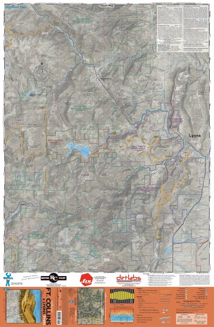 Ft Collins Lyons Trails Map Page 1 Singletrack Maps by Singletrack Maps ...