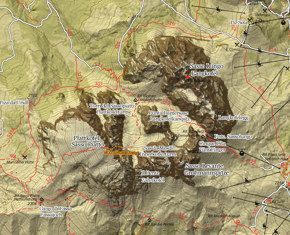 Sassolungo - Langkofel Map by Adventuremapping Ltd. | Avenza Maps
