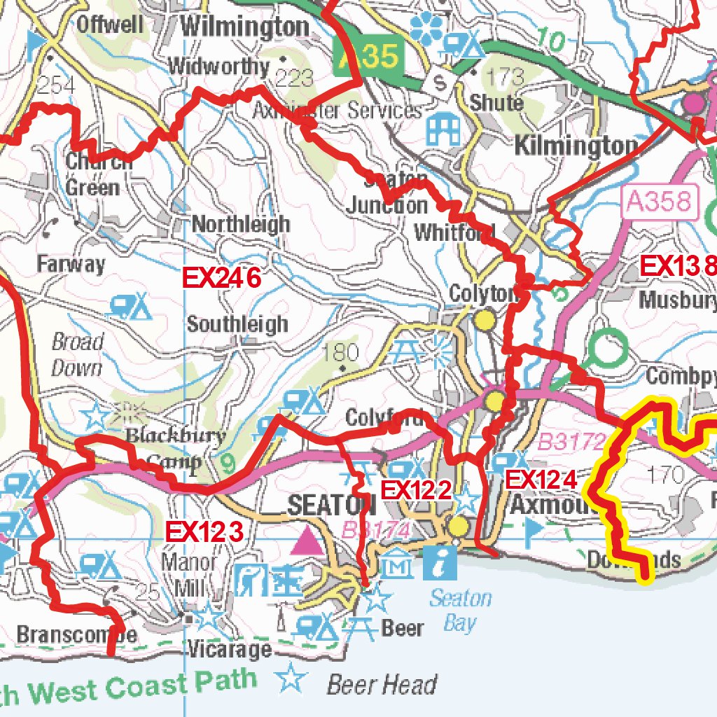 XYZ Postcode Sector Map - (S2) - Devon, Dorset & Somerset by XYZ Maps ...