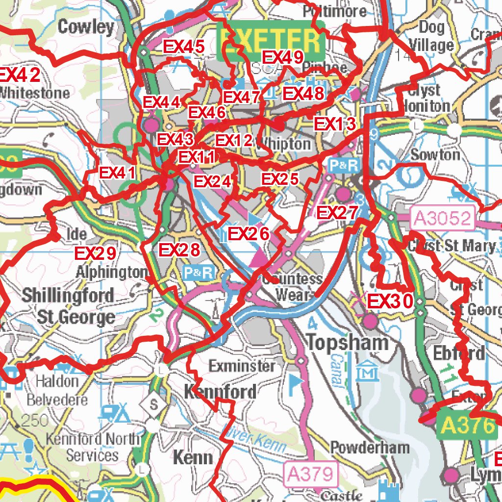 XYZ Postcode Sector Map - (S2) - Devon, Dorset & Somerset by XYZ Maps ...