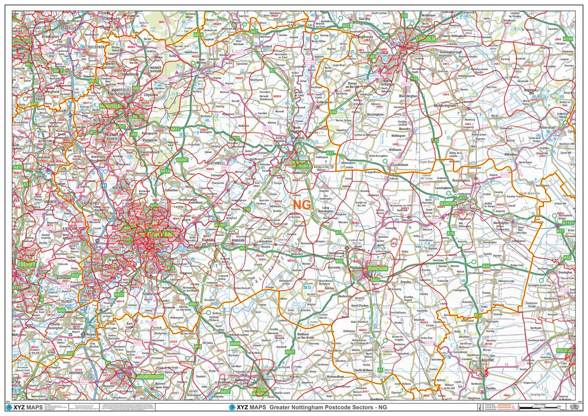 XYZ Postcode Sector Map - (G11) - Nottingham NG by XYZ Maps | Avenza Maps