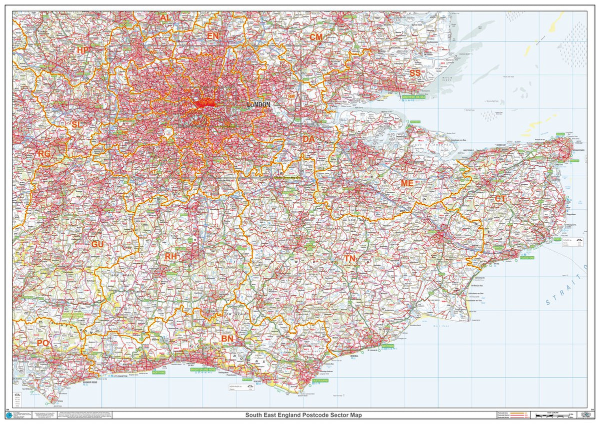 XYZ Postcode Sector Map - (S4) - SE England by XYZ Maps | Avenza Maps