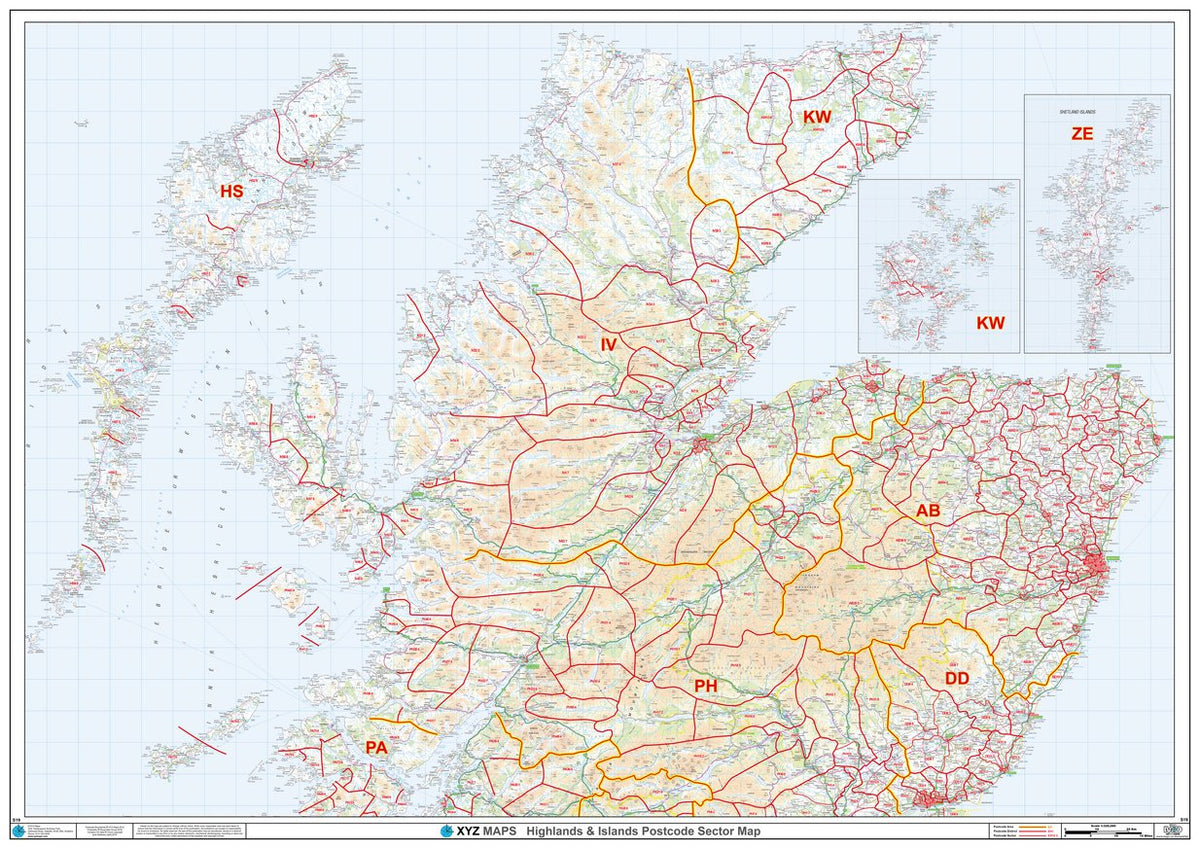 XYZ Postcode Sector Map - (S19) - Highlands & Islands by XYZ Maps ...