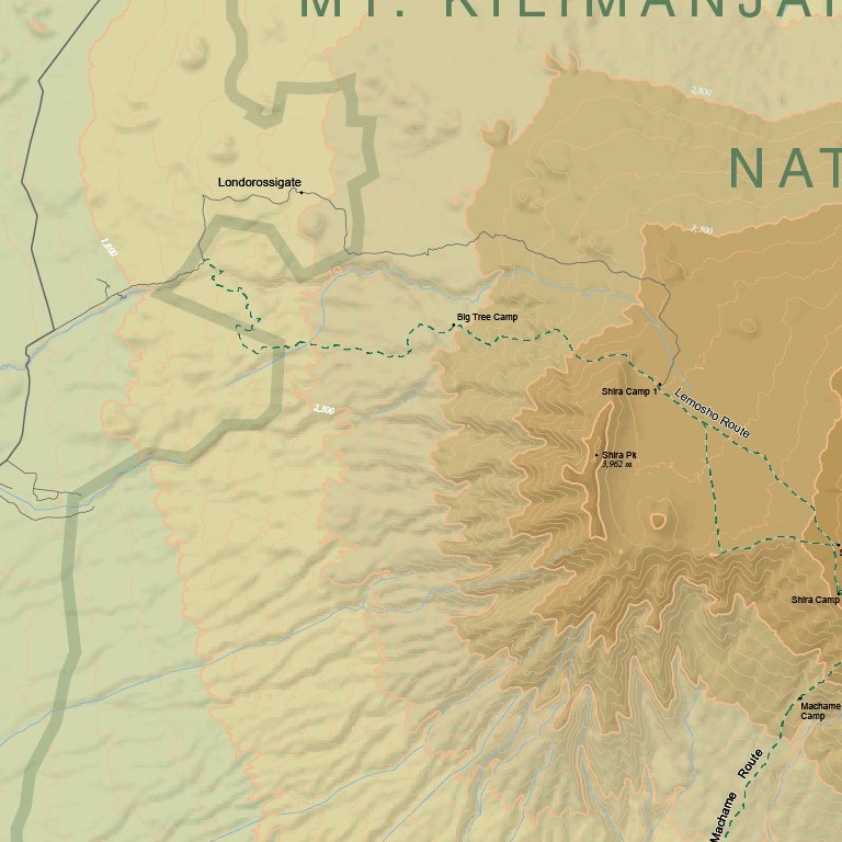 Mount Kilimanjaro - Hike Africa Map by Map the Xperience | Avenza Maps