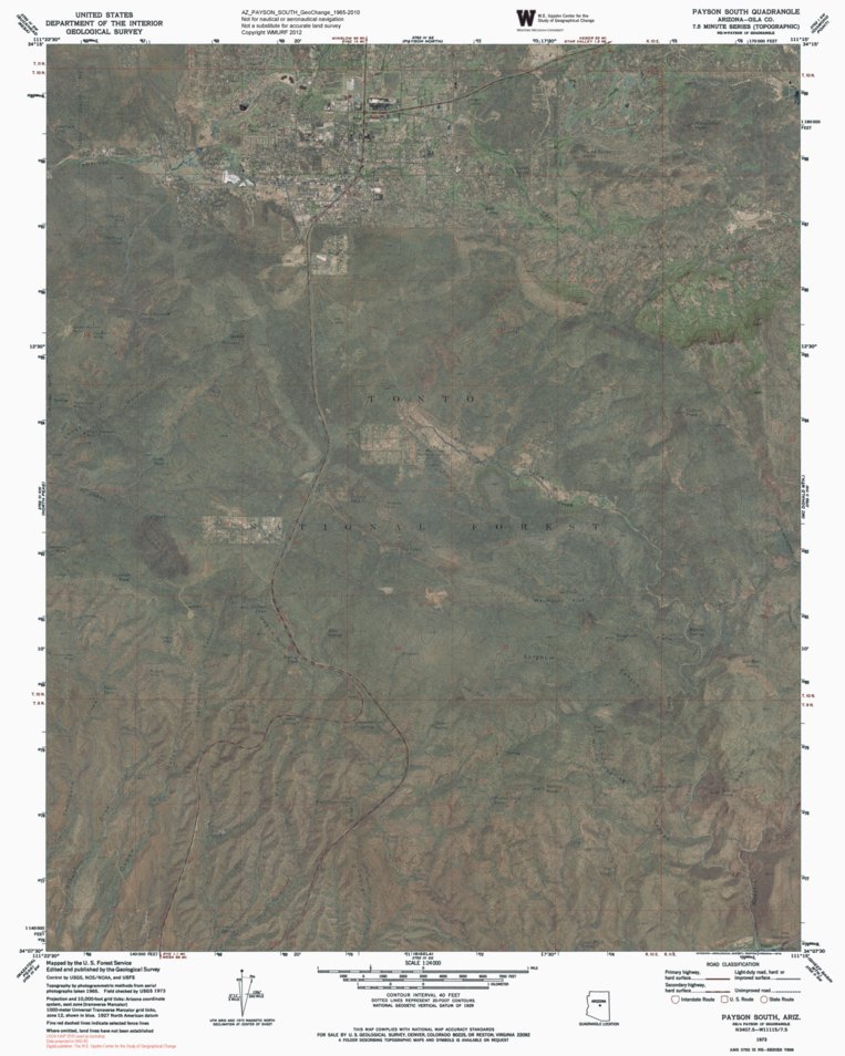 AZ-PAYSON SOUTH: GeoChange 1965-2010 Map by Western Michigan University ...