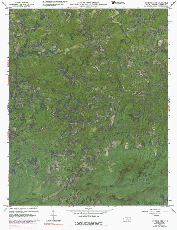 NC-HANGING ROCK: GeoChange 1962-2012 Map by Western Michigan University ...