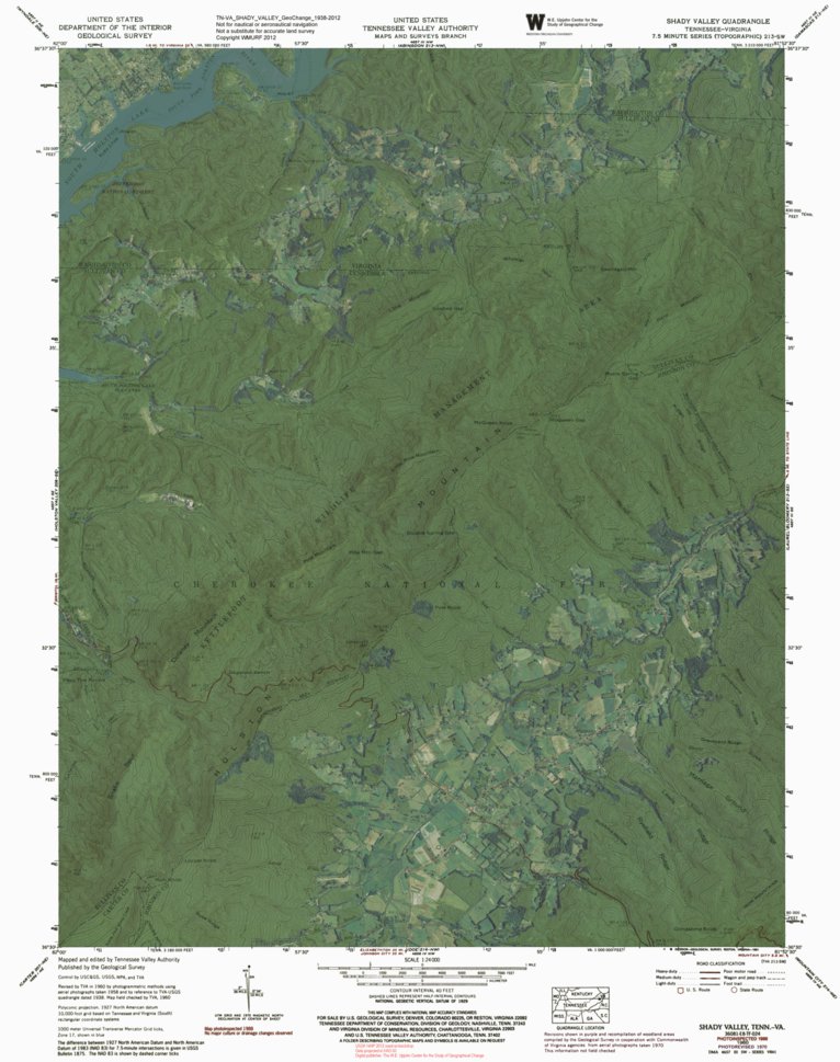 TN-VA-SHADY VALLEY: GeoChange 1938-2012 Map by Western Michigan ...