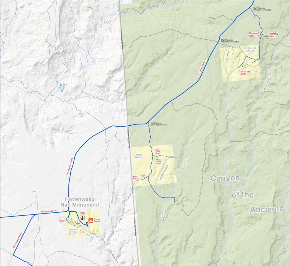 Hovenweep Backcountry Map by Santa Barbara Outdoors | Avenza Maps