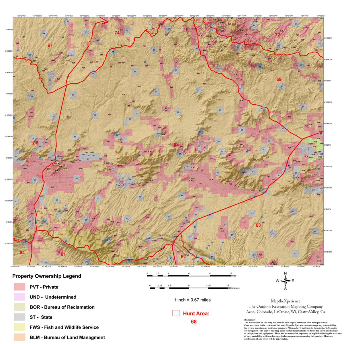 Wyoming Antelope Hunt Area 68 - Hunt Wyoming Map by Map the Xperience ...