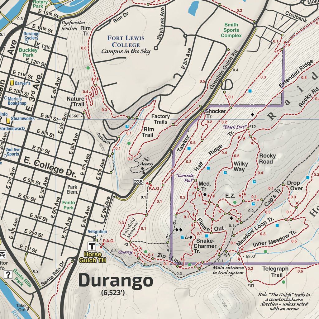 Durango Trails Map Page 2 Singletrack Maps by Singletrack Maps | Avenza ...