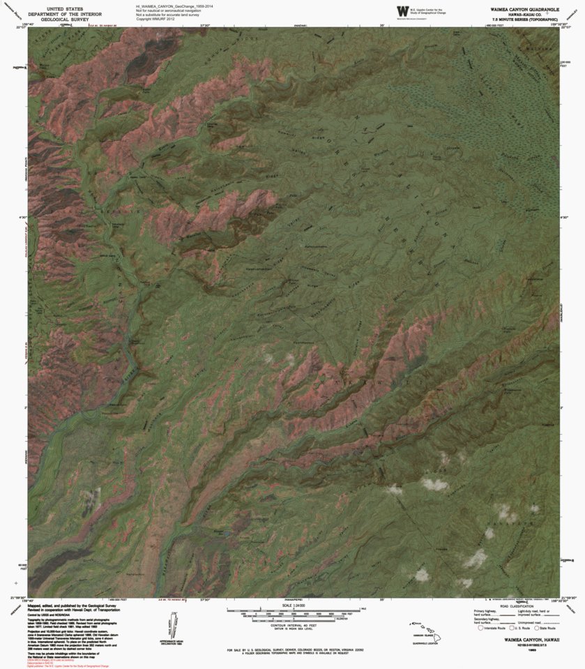 HI-WAIMEA CANYON: GeoChange 1959-2014 Map by Western Michigan ...