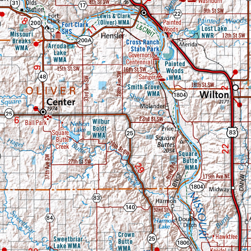 North Dakota Recreation Map by East View Map Link | Avenza Maps