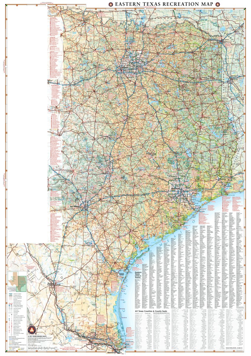 Large Map Of East Texas Texas Wall Map BIG TEX Large 46 X 46 Inch