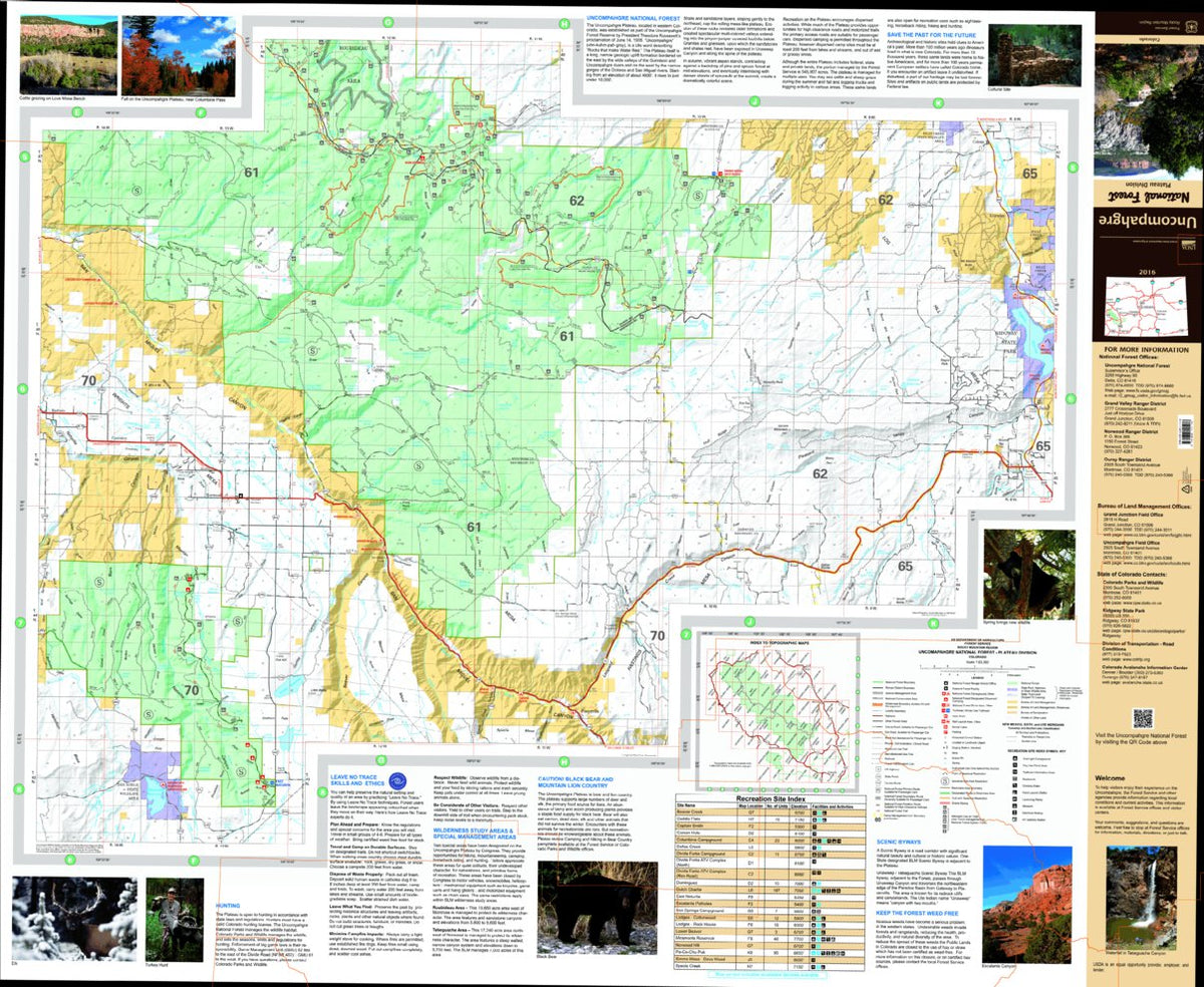 Uncompahgre National Forest Visitor Map - Plateau Division (South Half ...