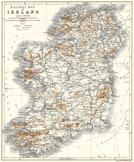 Ireland railway Map, 1906 by Waldin | Avenza Maps
