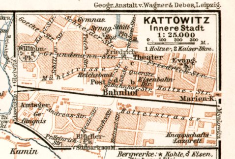 Kattowitz (Katowice) Map, 1911 by Waldin | Avenza Maps